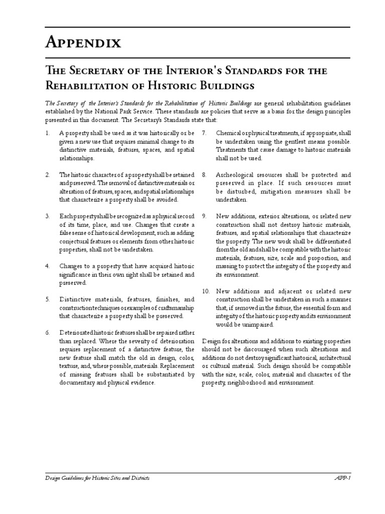 Appendix: Design Guidelines For Historic Sites and Districts | PDF ...