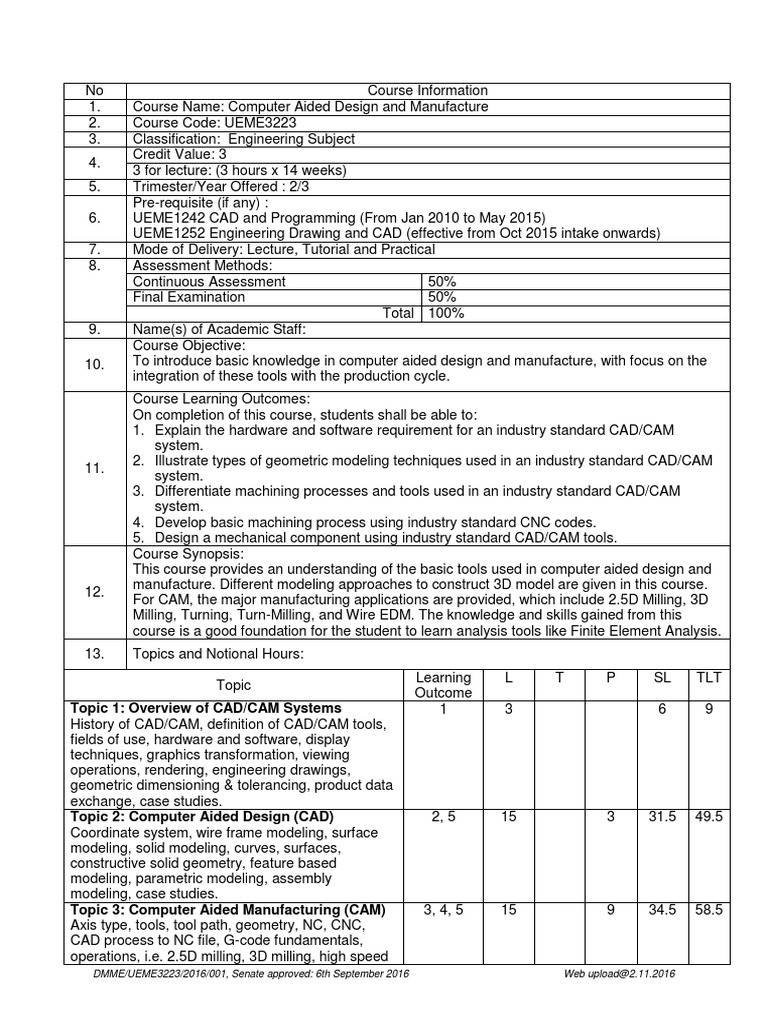 Topic 1: Overview of CAD/CAM Systems | PDF | Computer Aided Design ...