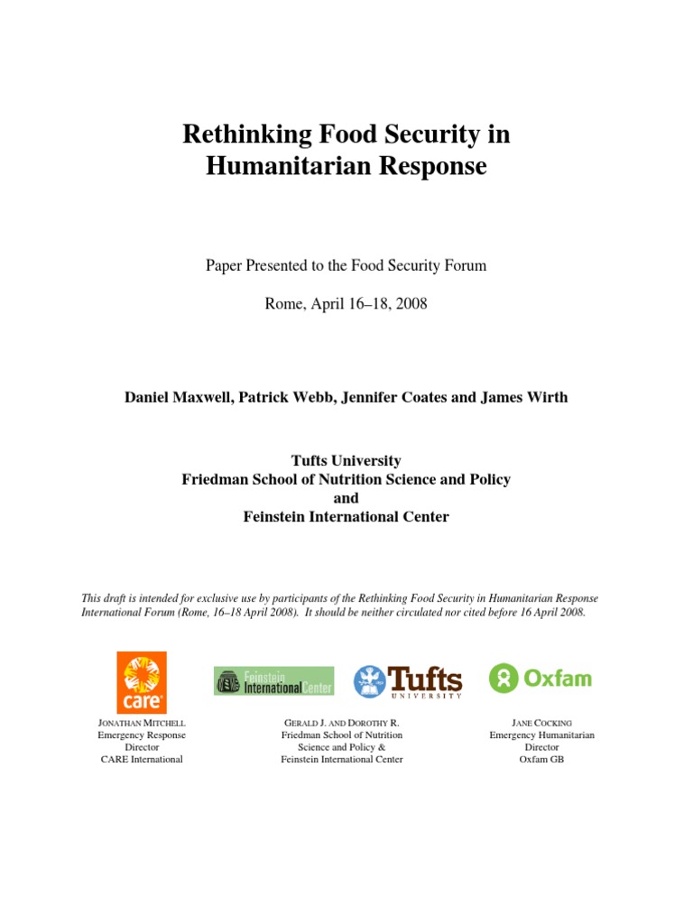 Rethinking Food Security in Humanitarian Response: Paper Presented To ...