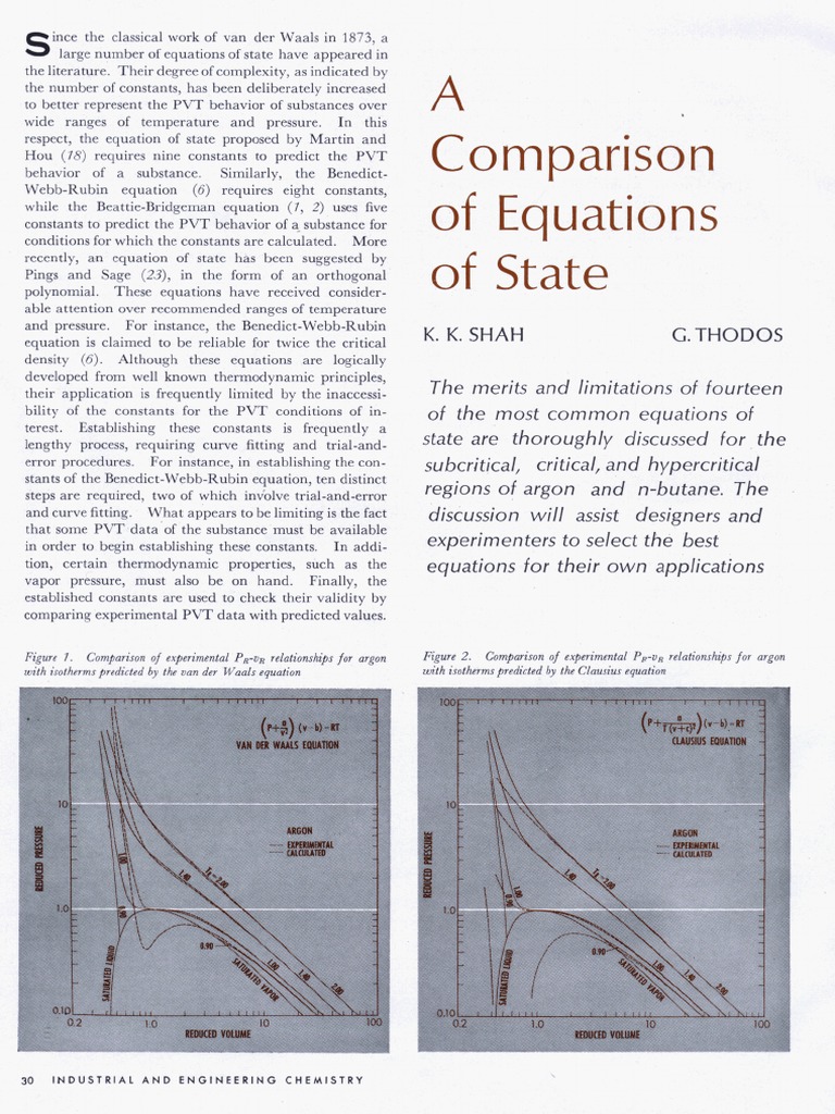 A Comparison of Equations of State | PDF | Phases Of Matter | Applied ...
