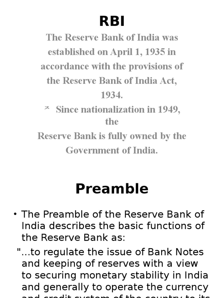 RBI.ppt | Reserve Bank Of India | Inflation