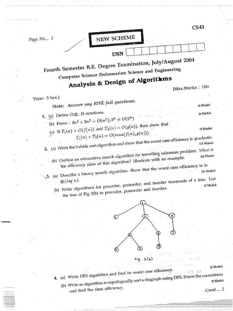 ADA - Analysis and Design of Algorithms PDF | PDF