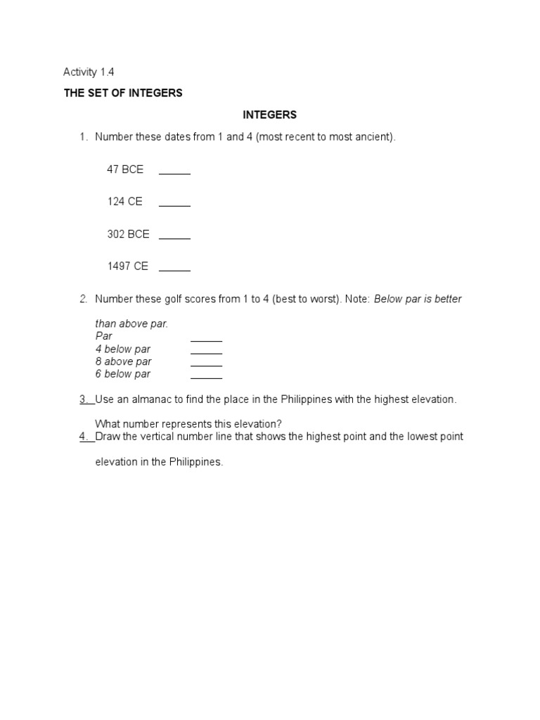 5 The Set of Integers | PDF