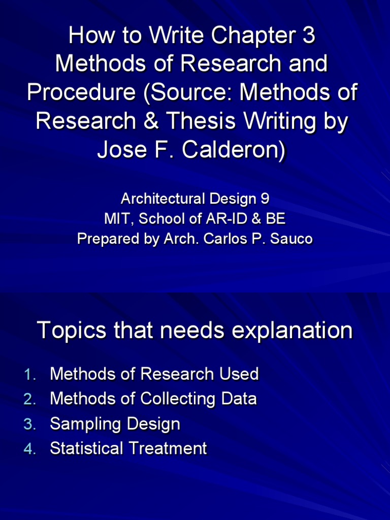 How To Write Chapter 3 | PDF