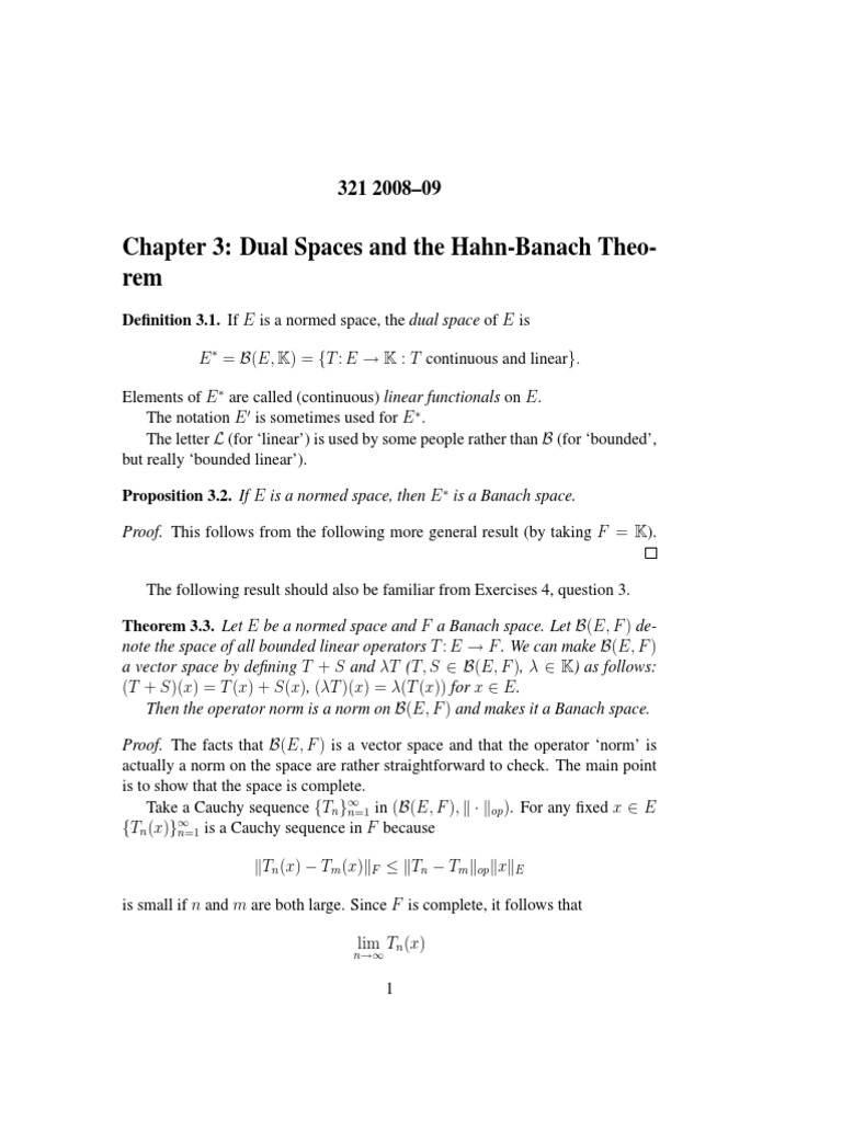 Chapter 3: Dual Spaces and The Hahn-Banach Theo-Rem | PDF | Basis ...