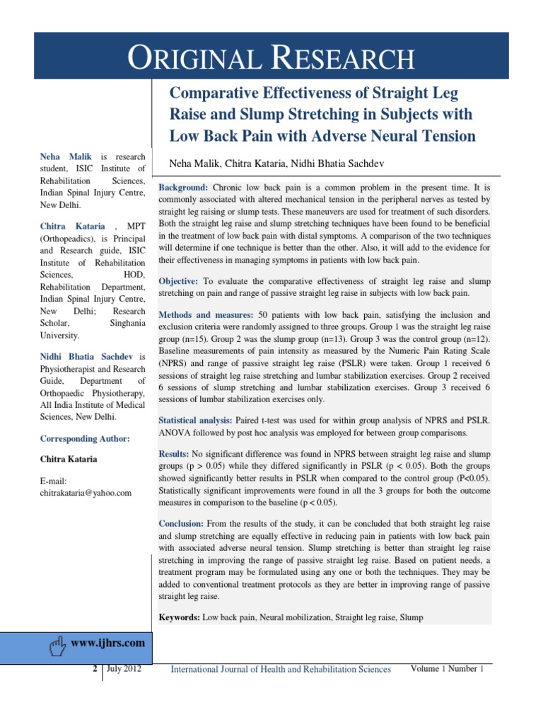 Maik SLR and Slump Stretching With LBP Neural Tension | PDF | Low Back ...