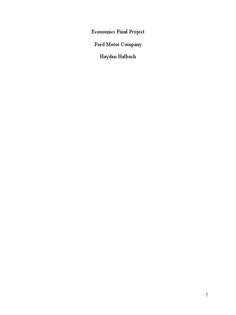 Economics Final Project | PDF | Ford Motor Company | Car