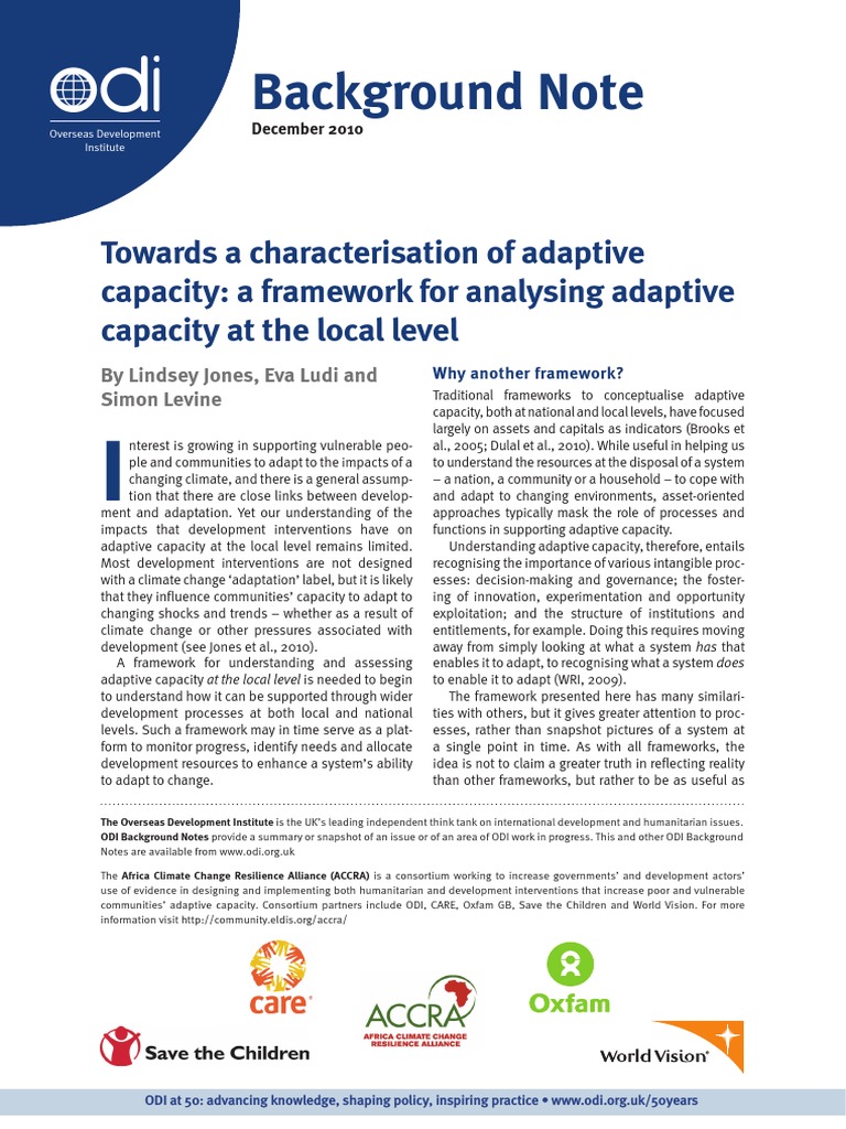 Towards A Characterisation of Adaptive Capacity: A Framework For ...
