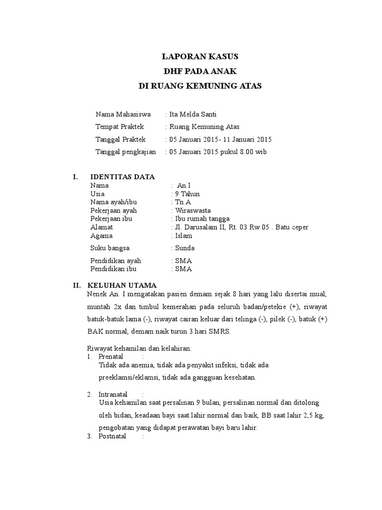LAPORAN KASUS DHF | PDF