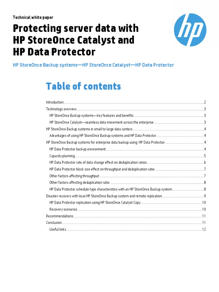 Protecting Server Data With Hp Storeonce Catalyst And Hp Data Protector 7402