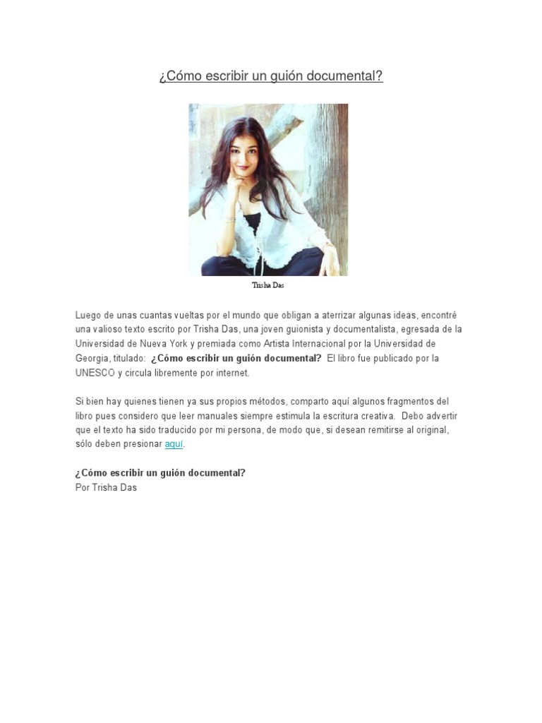 Cómo Escribir Un Guión Documental | Descargar gratis PDF | Documental | Ironía