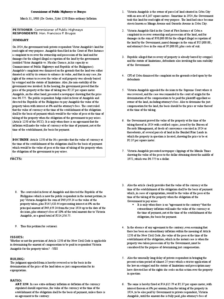 Amigable vs. Government: Expropriation Case | PDF | Eminent Domain ...