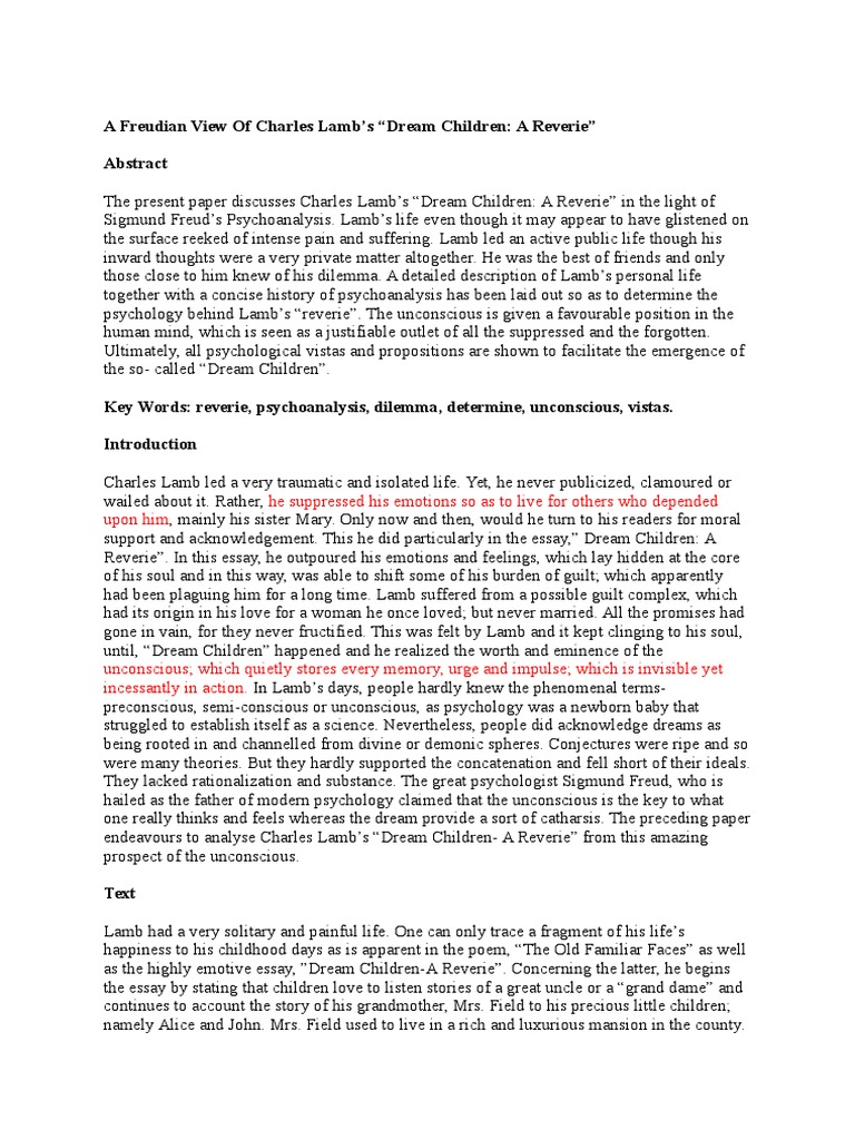 A Freudian View of Charles Lamb | PDF | Id | Sigmund Freud
