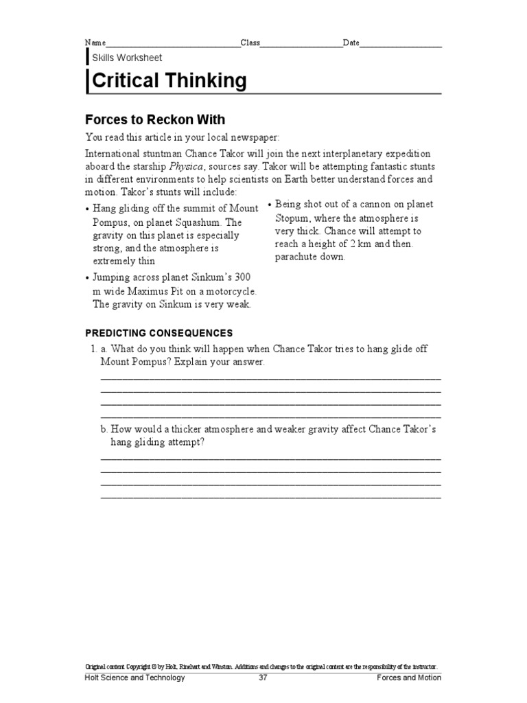 6 3 Critical Thinking Worksheet | PDF | Gravity | Outer Space