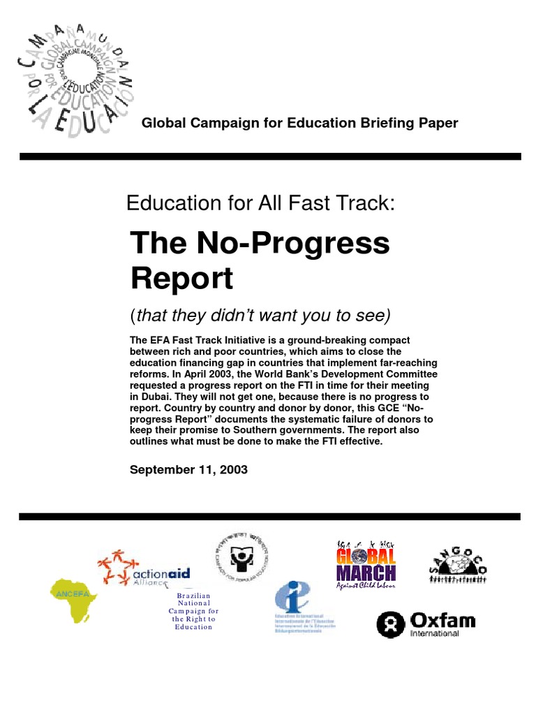 Education For All Fast Track: The No-Progress Report | PDF | Aids | Poverty