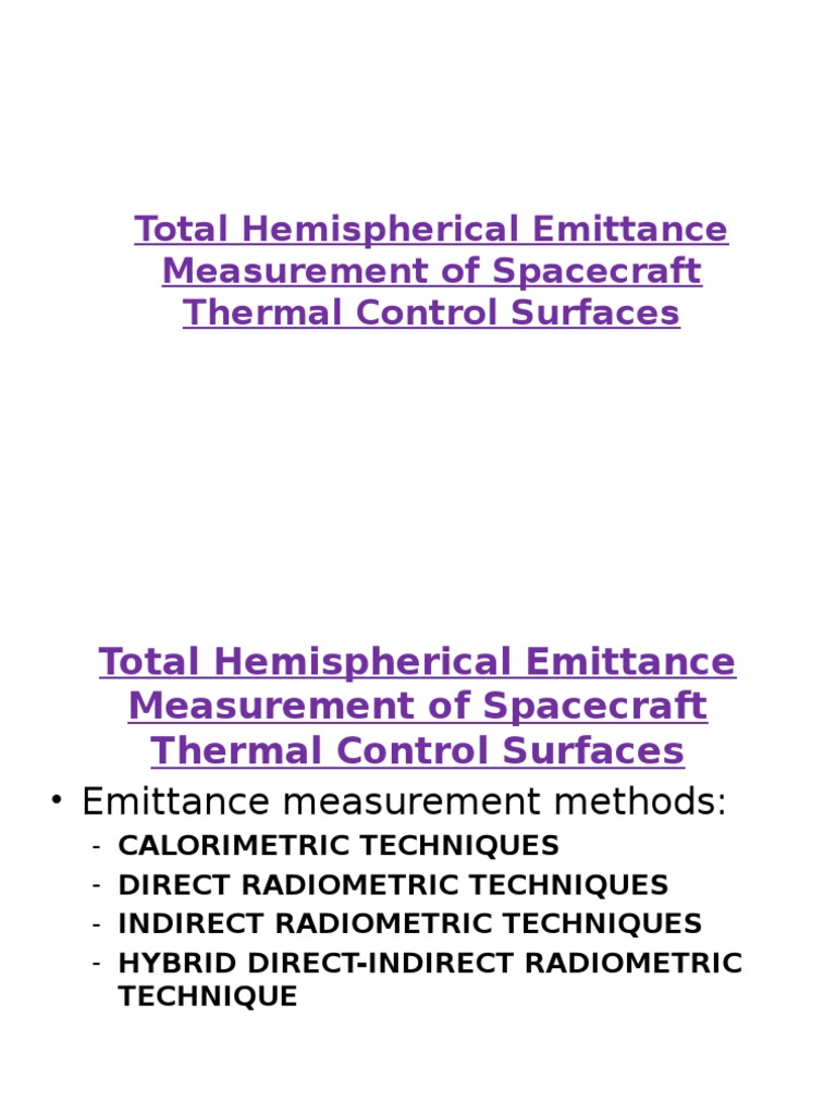 Total Hemispherical Emittance Measurement | PDF | Technology & Engineering