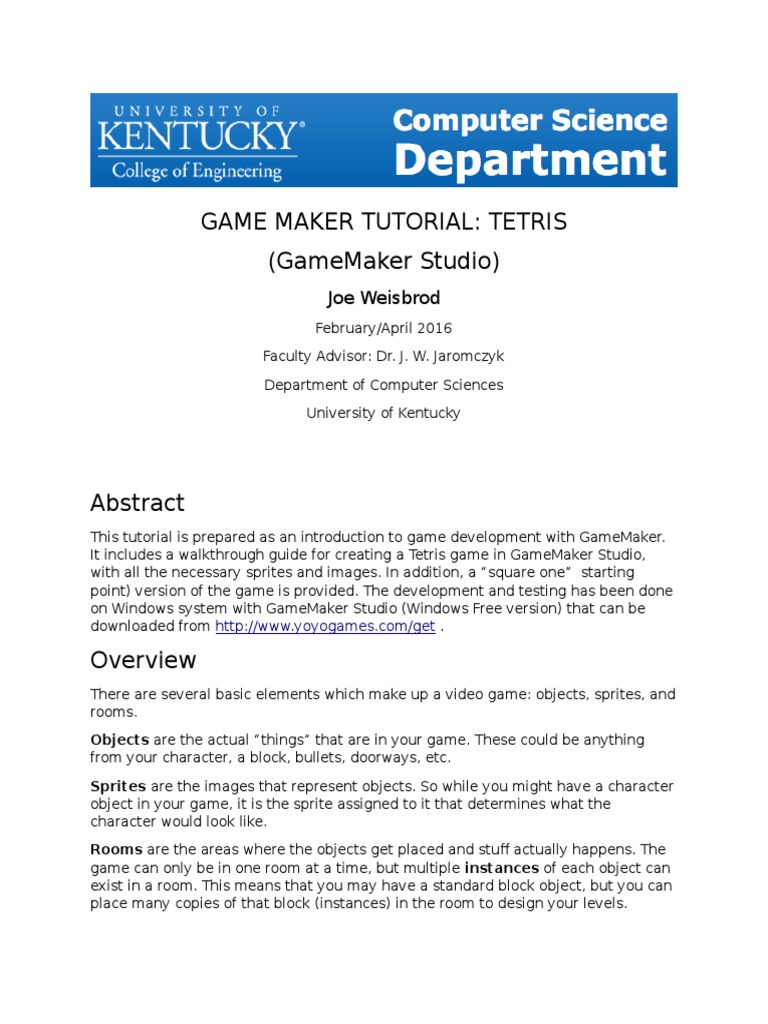 Game Maker Tutorial: Tetris (Gamemaker Studio) : Joe Weisbrod | PDF ...