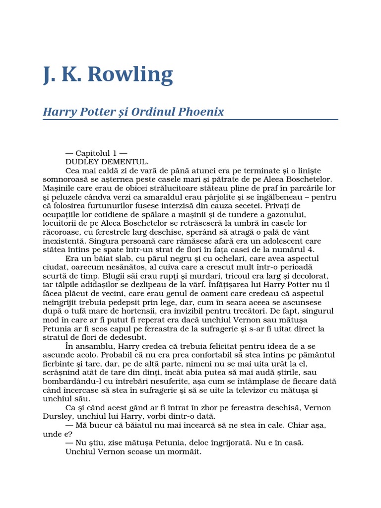 J. K. Rowling - V5 Harry Potter Si Ordinul Phoenix PDF | PDF