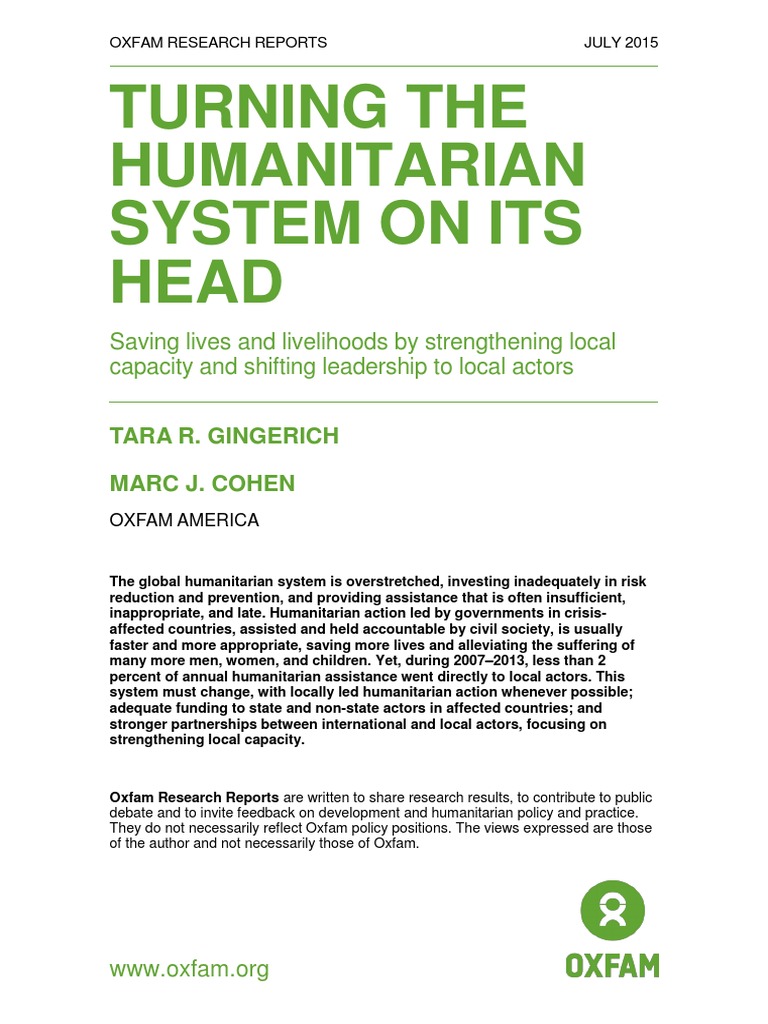 Turning The Humanitarian System On Its Head: Saving Lives and ...
