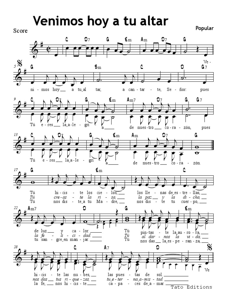 Venimos Hoy A Tu Altar (Popular) | PDF