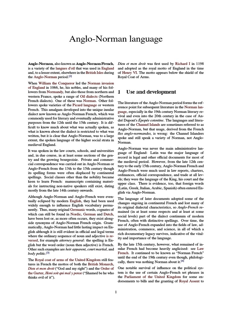 Anglo Norman Language | Semiotics | Languages