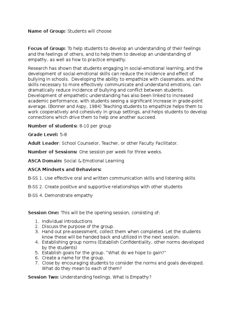 Small Group Lesson Plan | PDF | Empathy | Pedagogy