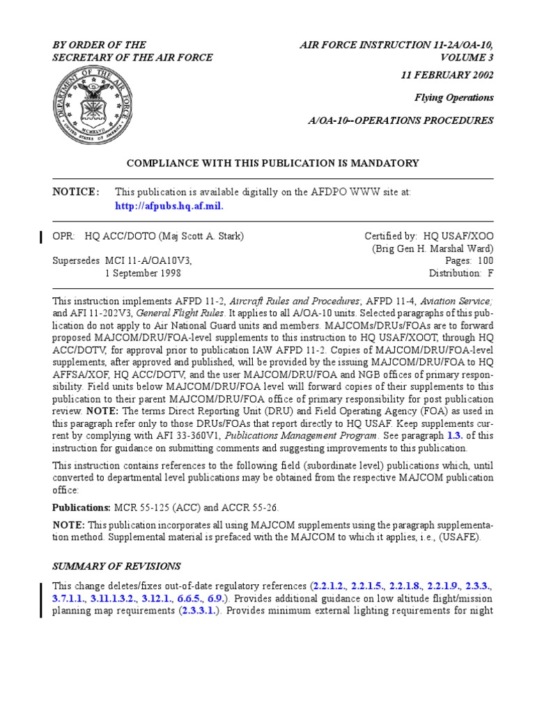 AFI11 2A OA 10V3 Operations Procedures | PDF | Instrument Flight Rules ...
