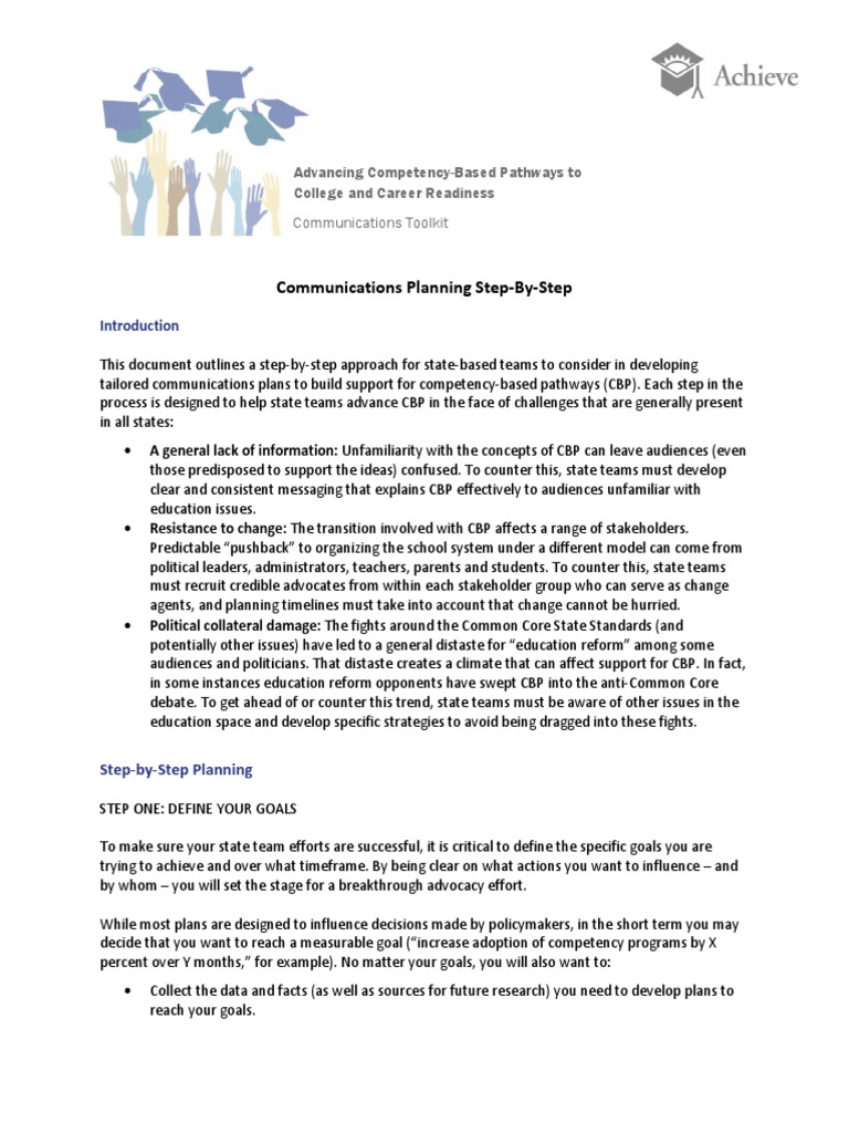 Competency-Based Pathways Communications Planning | PDF | Goal | Social ...