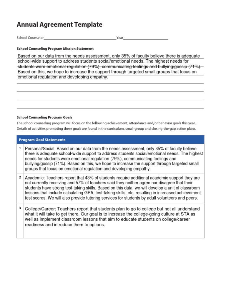 Annual Agreement | PDF | School Counselor | Education Theory