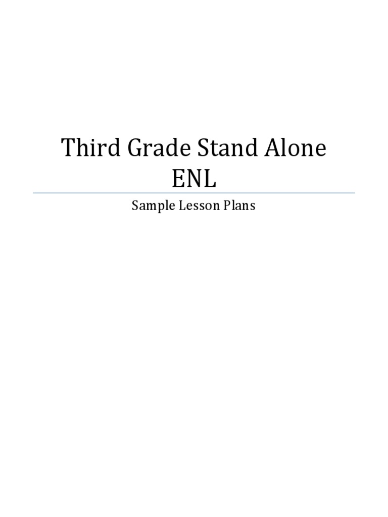 Third Grade Stand Alone ENL: Sample Lesson Plans | PDF | Reading ...
