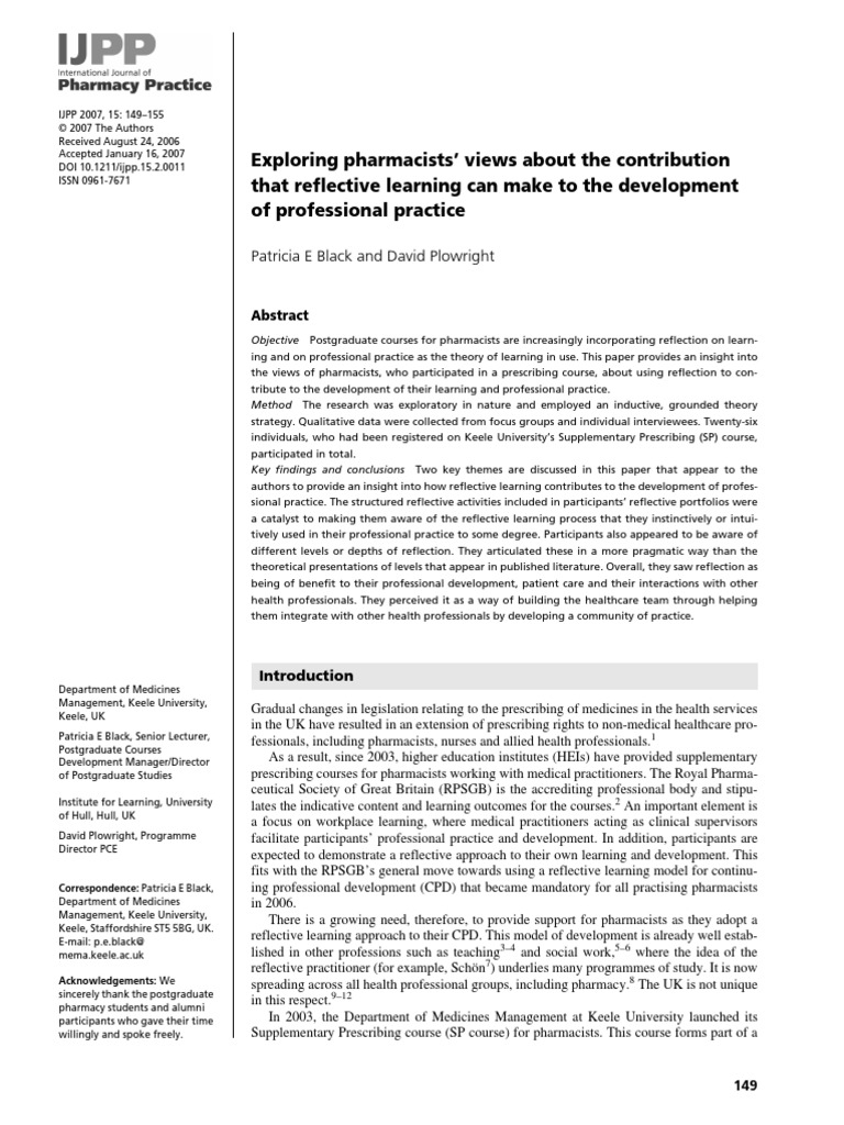 Black Et Al-2007-International Journal of Pharmacy Practice PDF | PDF ...