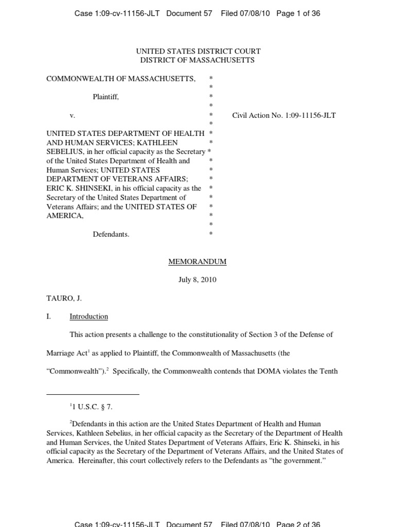 DOMA Decision | PDF | Defense Of Marriage Act | Anti Miscegenation Laws ...