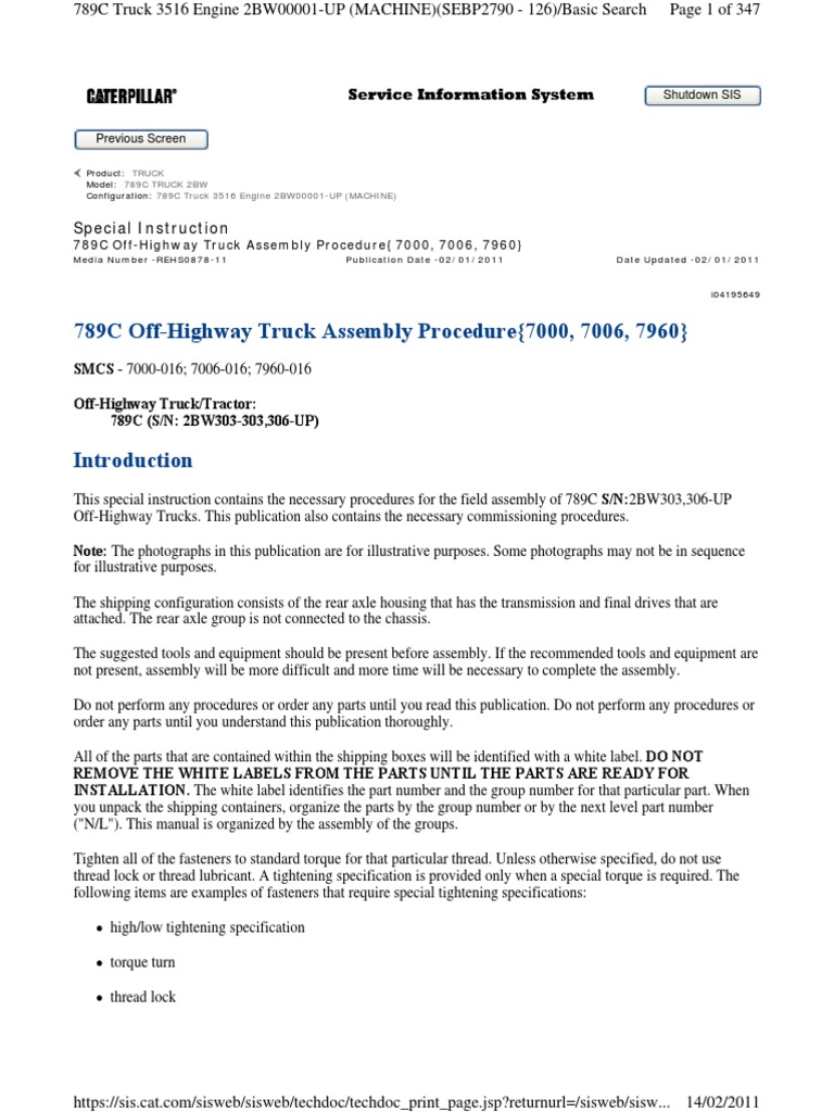 Techdoc - Print - Page (Manual Armado CAT 785) PDF | PDF | Screw | Axle