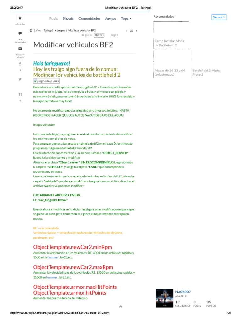 Modificar Vehiculos BF2 - Taringa! | PDF | Conflicto armado | Informática y tecnología de la ...
