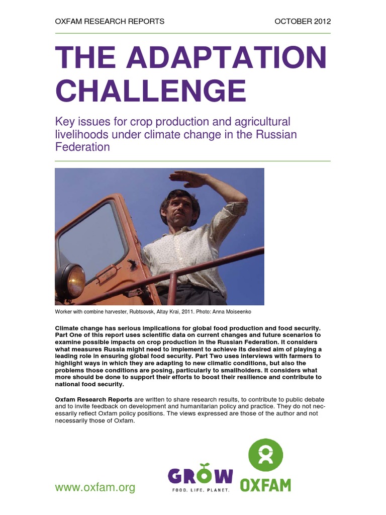 The Adaptation Challenge: Key Issues For Crop Production and ...