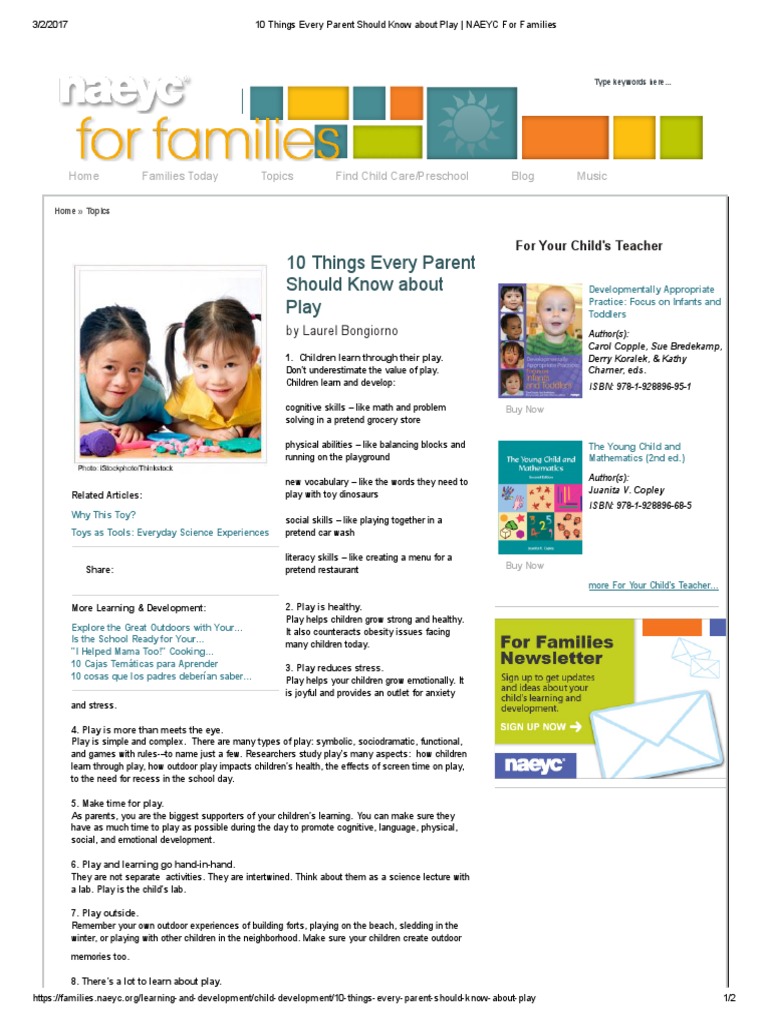 10 Things Every Parent Should Know About Play Naeyc For Families | PDF ...