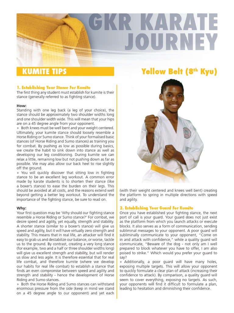 Kumite Stance and Guard Tips | PDF | Combat Sports | Individual Sports