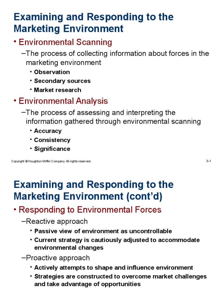 Examining and Responding To The Marketing Environment: - Environmental ...