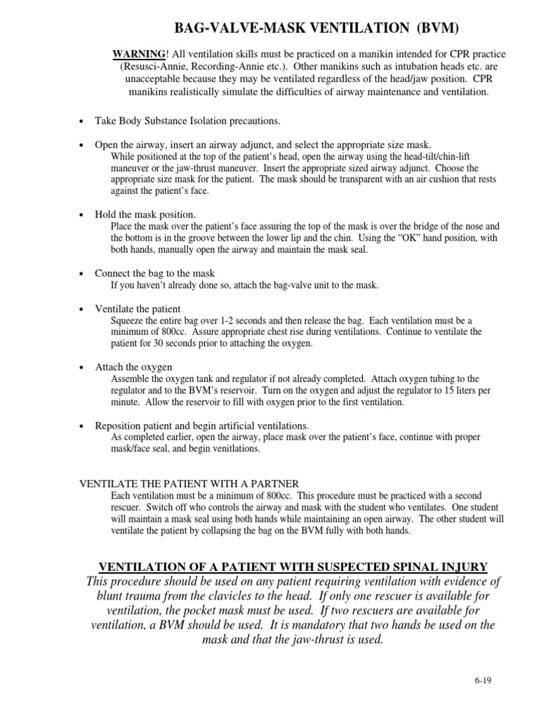 Bag-Valve-Mask Ventilation (BVM) | PDF | Medical Treatments | Clinical ...
