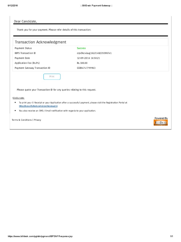 Transaction Acknowledgment: Dear Candidate | PDF