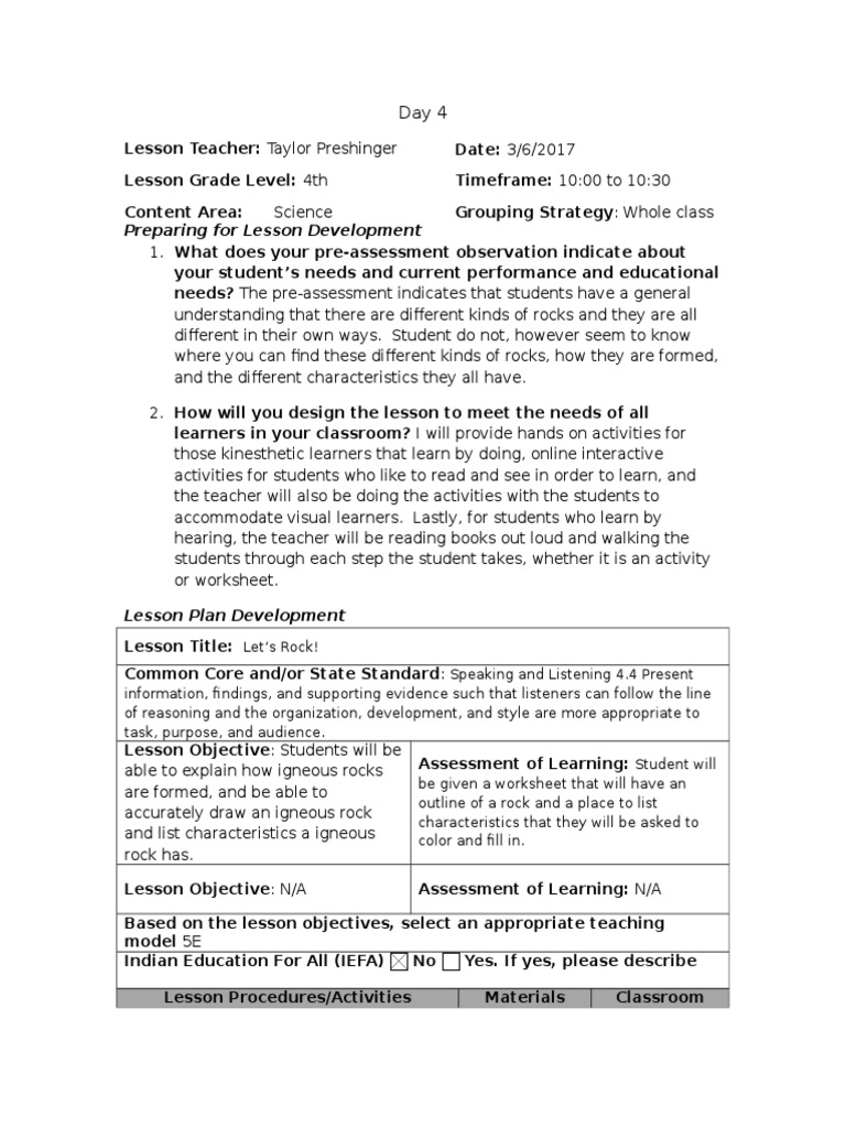 Integrated Unit Lesson 4 | PDF | Education Theory | Cognitive Science