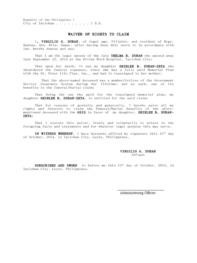 Waiver Death Claim | Public Sphere | Common Law