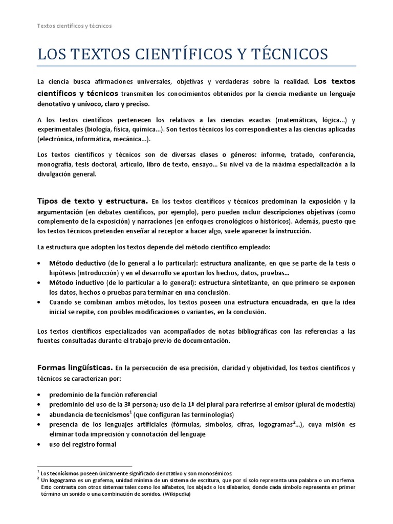 Los Textos Científicos y Técnicos | PDF | Método científico | Science