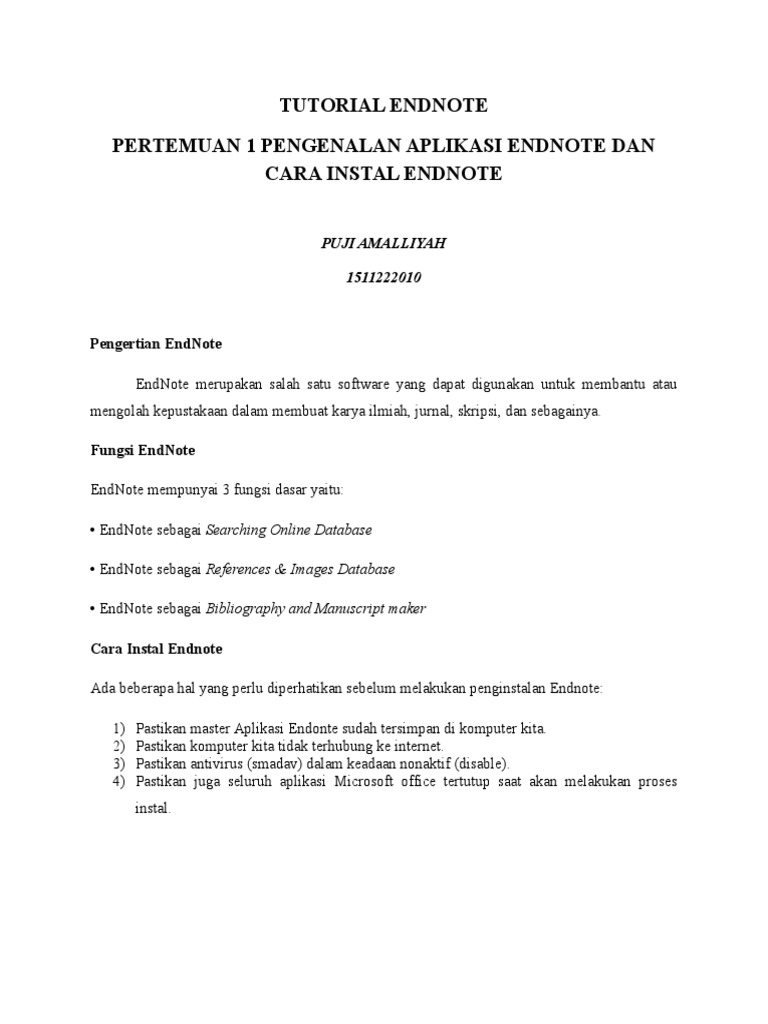Tutorial Endnote | PDF