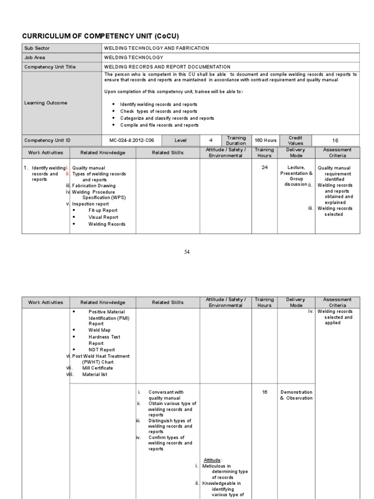 MC4 CoCU 6 - Welding Records and Report Documentation | PDF ...