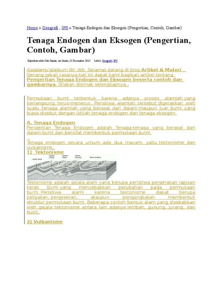 Tenaga Endogen dan Eksogen: Pengertian & Contoh | PDF | Sains & Matematika