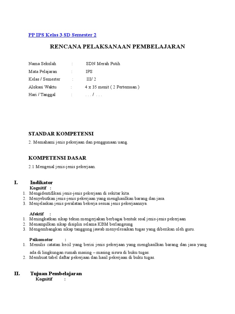 PP IPS Kelas 3 SD Semester 2 | PDF | Karier & Perkembangan