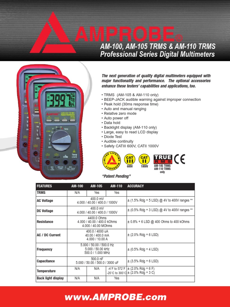 AM-100, AM-105, and AM-110 Digital Multimeters | PDF | Electrical ...