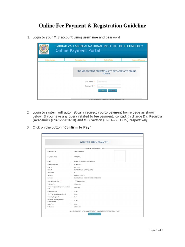 Online Fee Payment & Registration Guideline | PDF | Fee | Computing