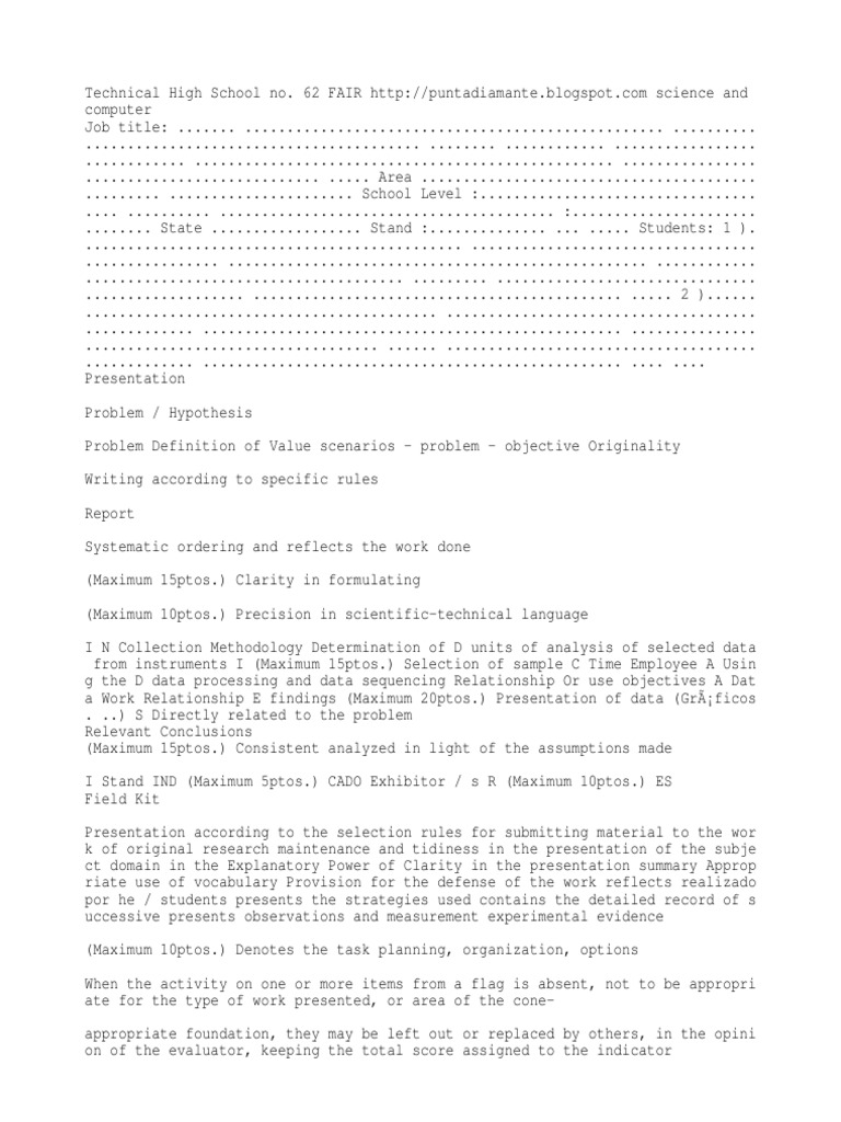 Evaluation Form For Science Fair | PDF | Data | Science